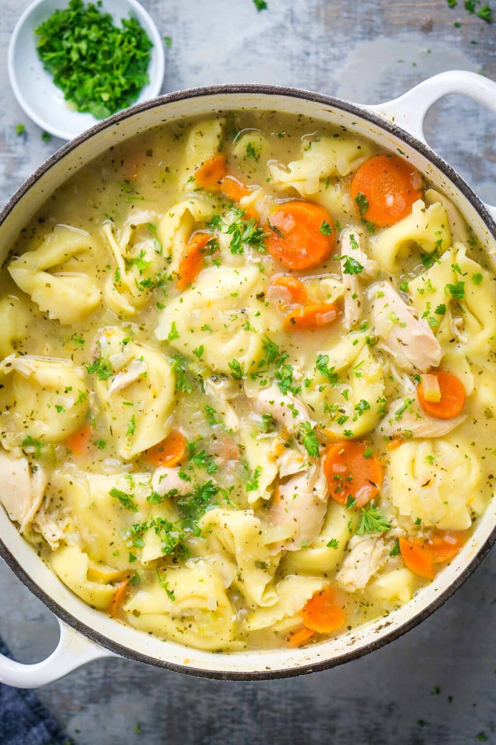Easy Chicken and Tortellini Soup - The Kitchen Girl
