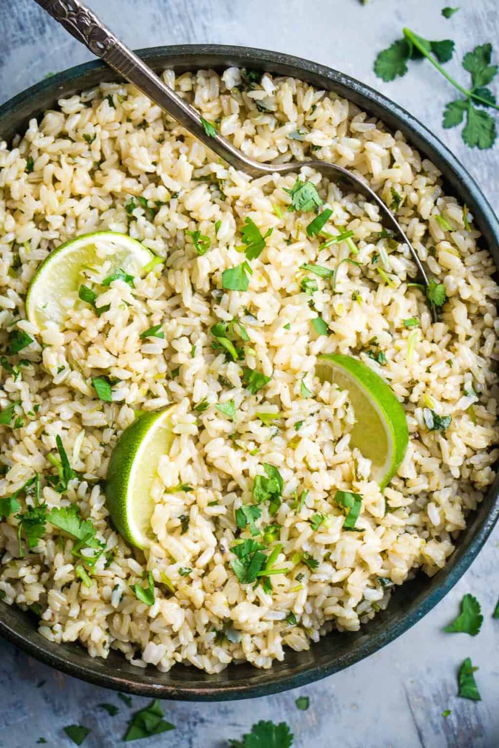 10-Minute Cilantro Lime Brown Rice Recipe - The Kitchen Girl